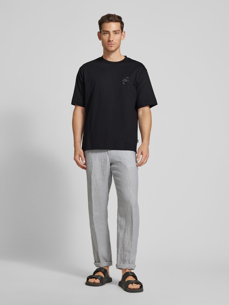 BOSS T-Shirt mit Label-Stitching Modell 'Tames' (black) online kaufen