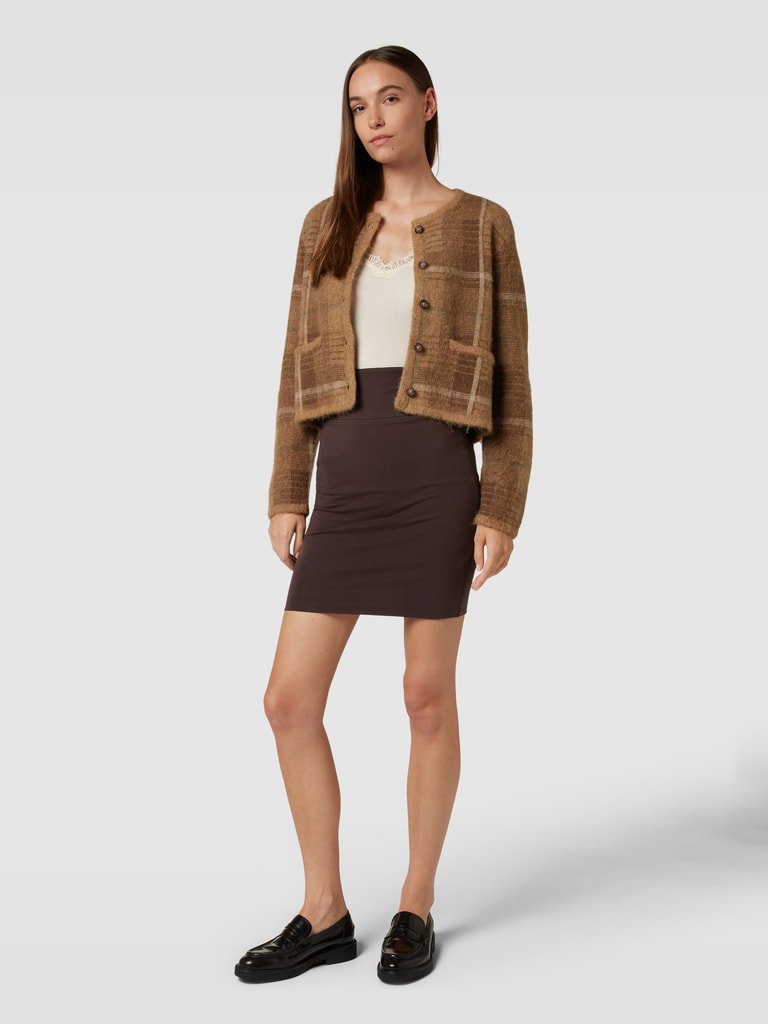 Kaffe Minirok met elastische band, model 'PENNY' in middenbruin online ...