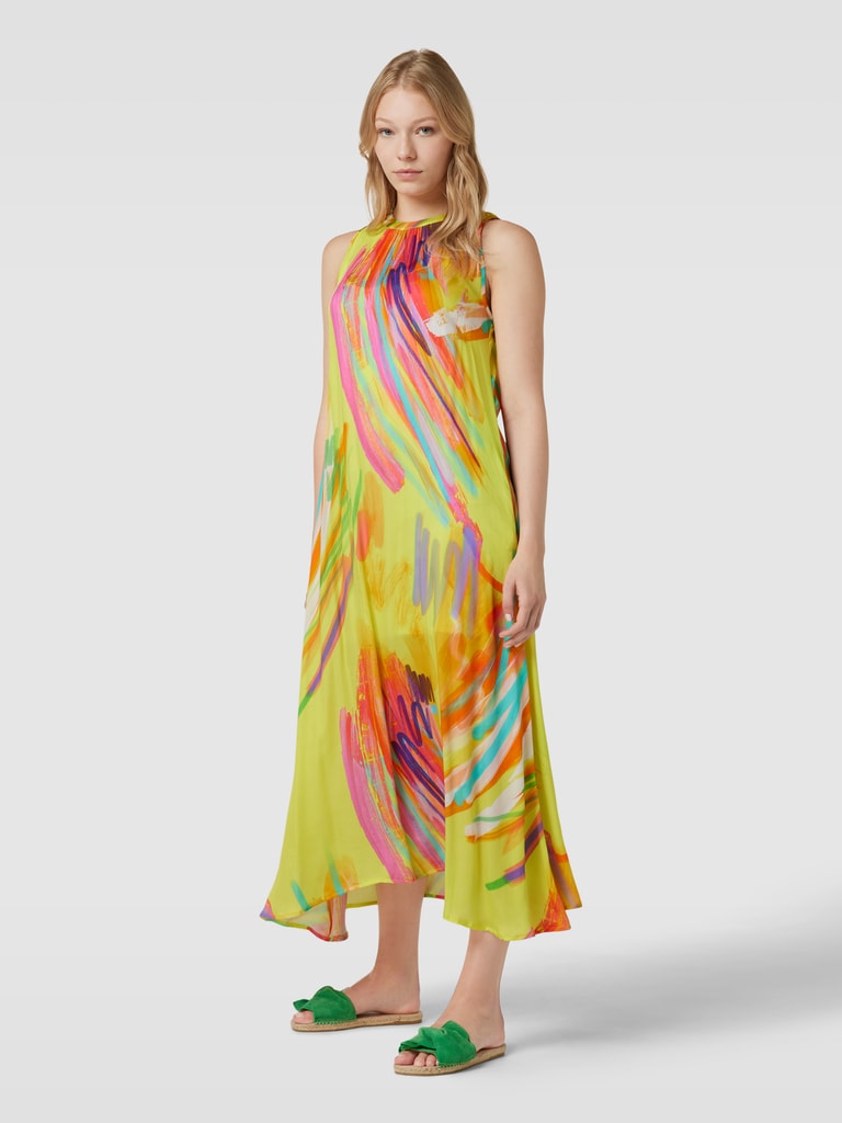 Emily Van den Bergh Maxi-jurk van viscose met all-over motief in geel ...