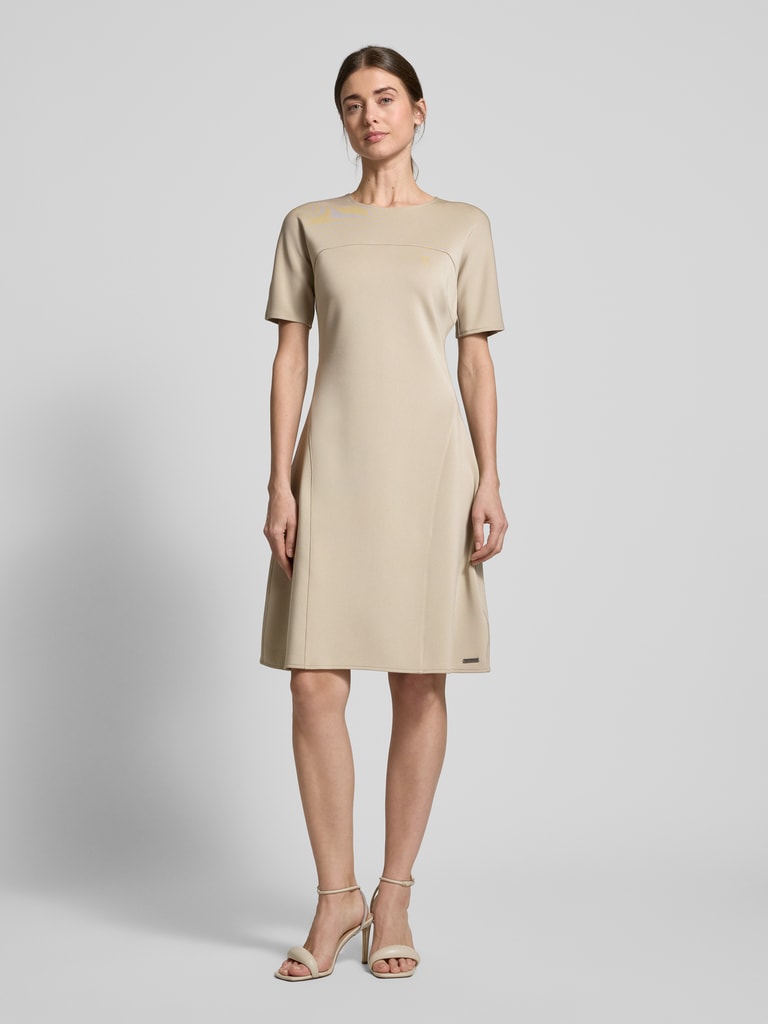 Calvin Klein Womenswear Knielange jurk met deelnaden in taupe online kopen | P&C