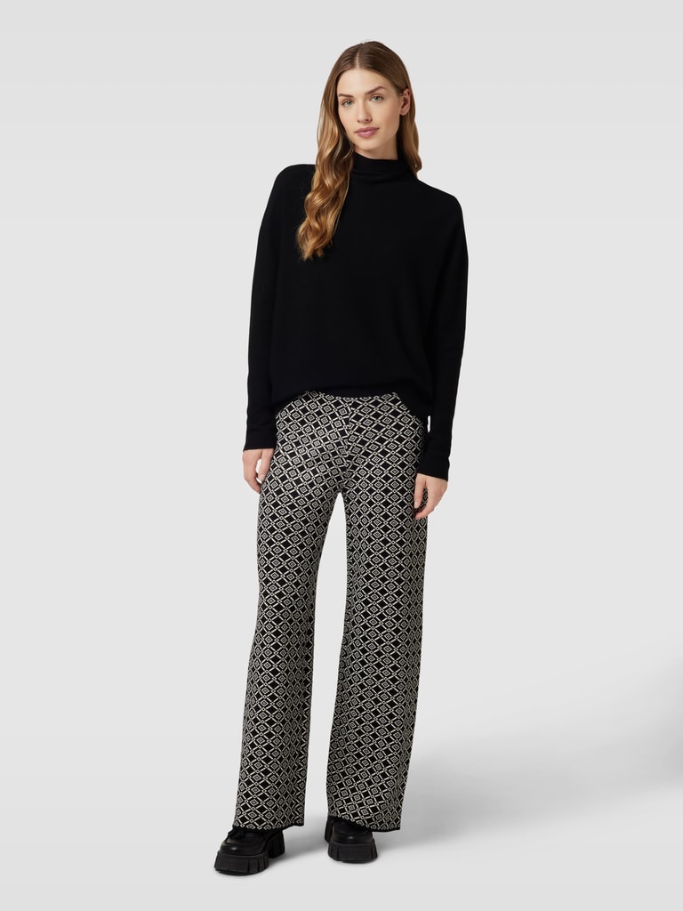 Milano Italy Wide Leg Stoffhose mit Allover-Muster (black) online kaufen