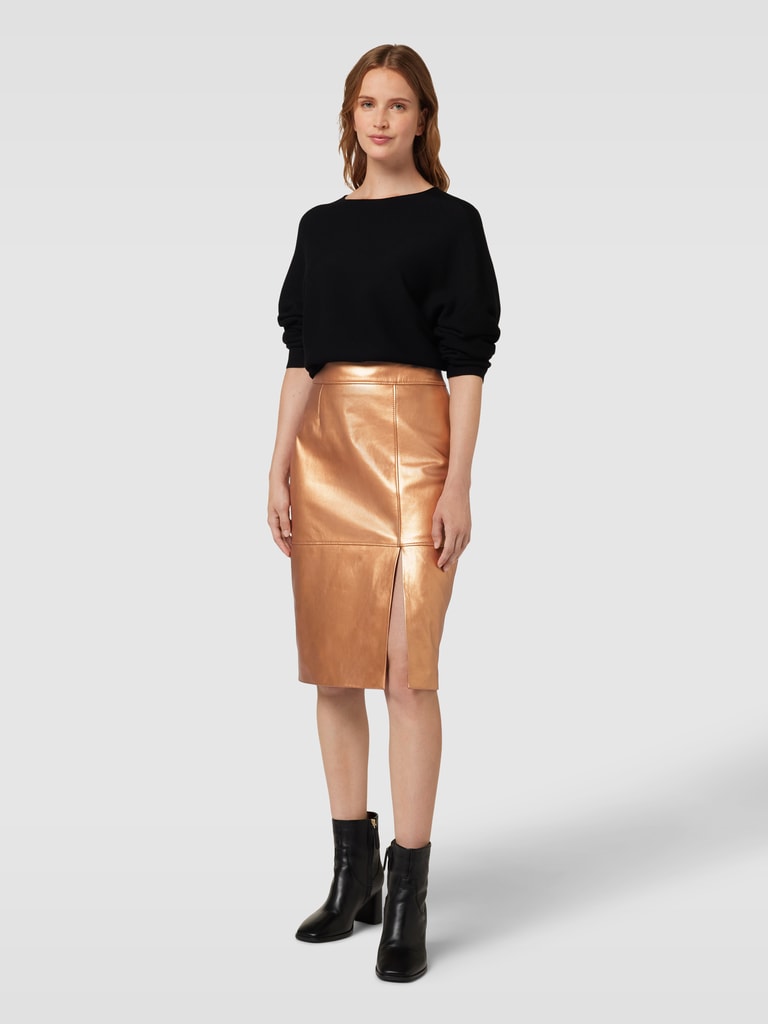 Kup online BOSS Spódnica o długości do kolan ze skóry jagnięcej model ...