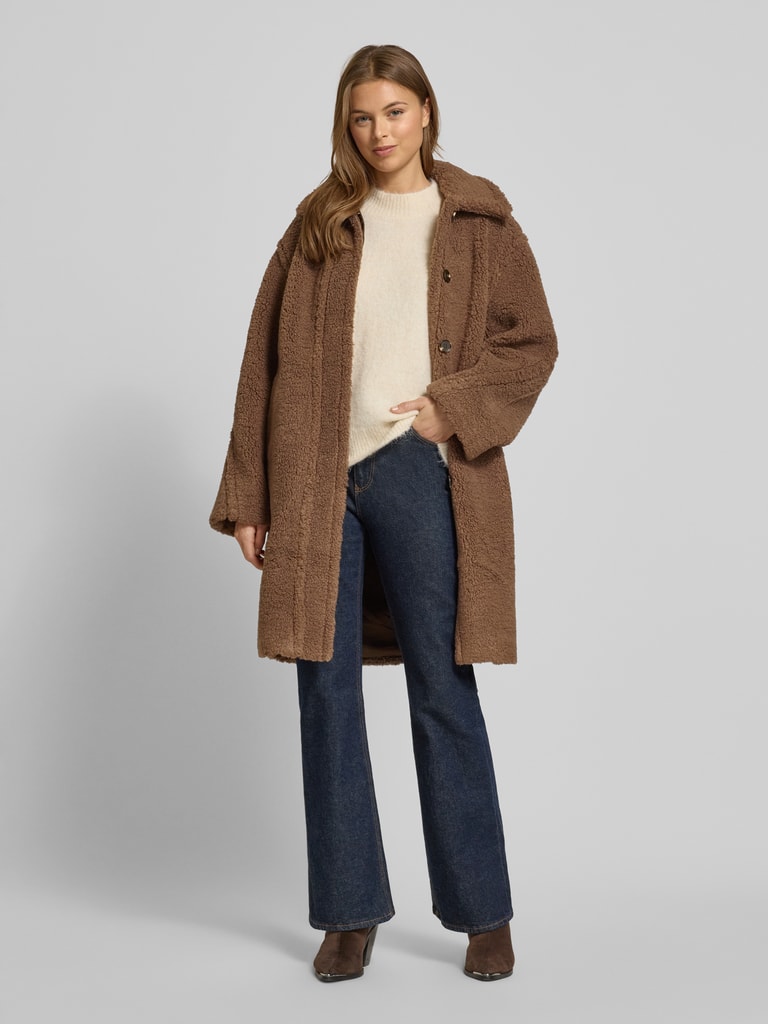 OPUS Lange jas van teddybont met steekzakken, model 'Heddy' in ...