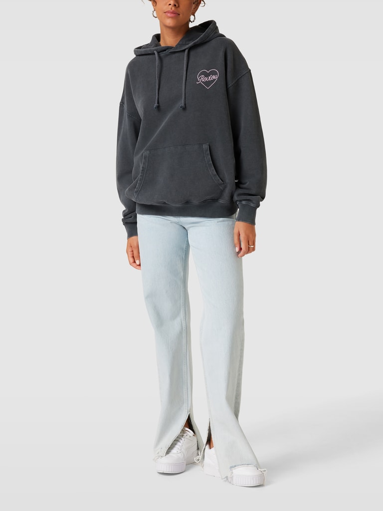 Review Hoodie mit Label-Print (anthrazit) online kaufen