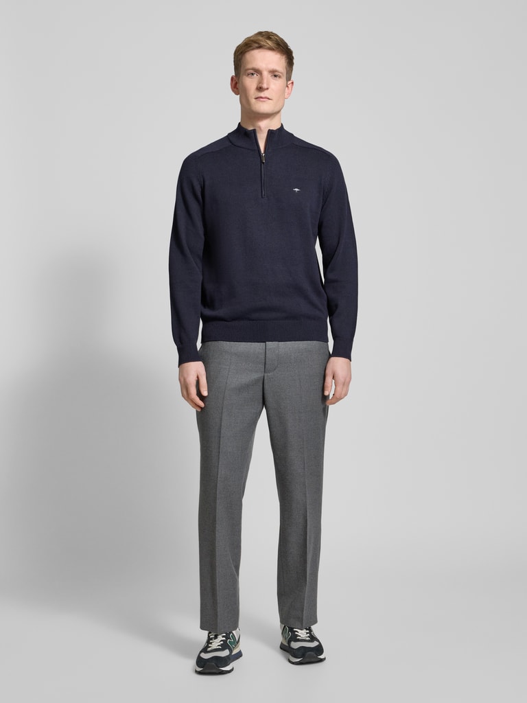 Fynch-Hatton Strickpullover mit Label-Stitching (marine) online kaufen