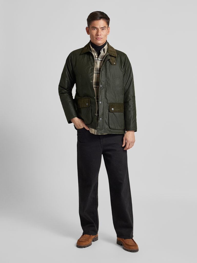 Barbour Jacke mit Label-Stitching Modell 'Cordale Wax' (oliv) online kaufen