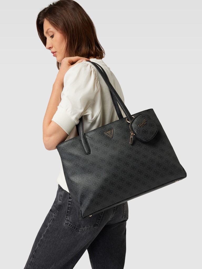 Guess Handtasche mit Allover-Label-Print Modell 'POWER PLAY' (anthrazit ...