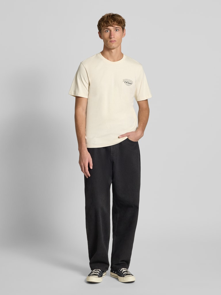 Jack & Jones T-shirt met labelprint, model 'MAKOTO' in offwhite online kopen | P&C