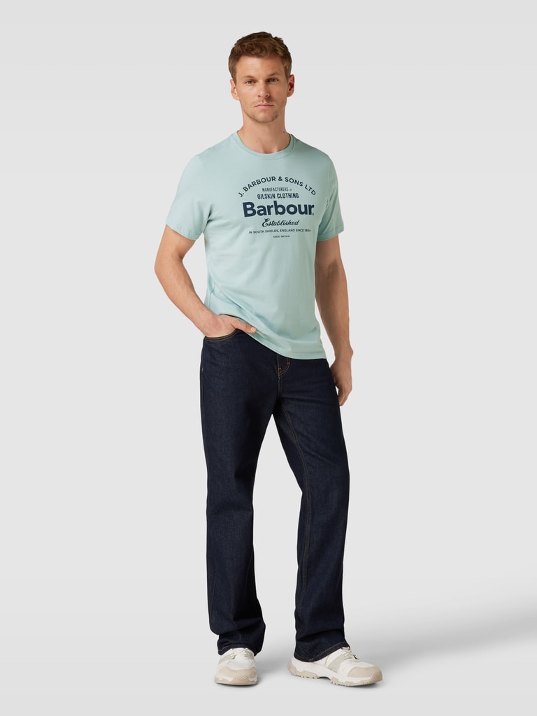 Barbour T-Shirt mit Label-Print Modell 'BRAIRTON' (helltuerkis melange ...
