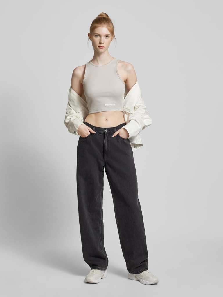 Pegador Crop Top mit Label-Stitching Modell 'AYLA' (hellgrau) online kaufen