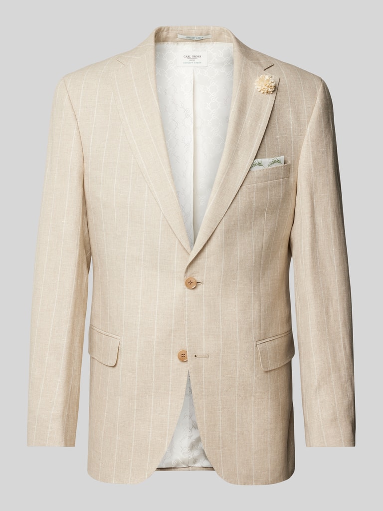 Carl Gross 2-knoops colbert met reverskraag, model 'Tannon' in beige ...