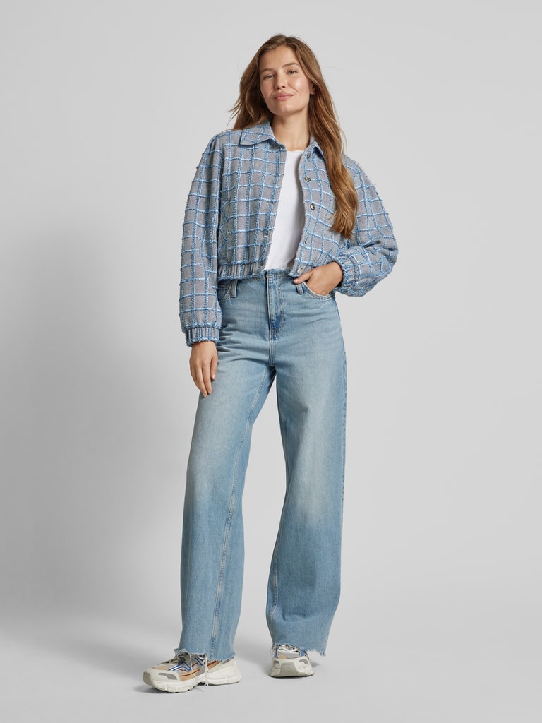 BOSS Orange Cropped Jacke mit Ausfransungen Modell 'Jeofila' (hellblau ...