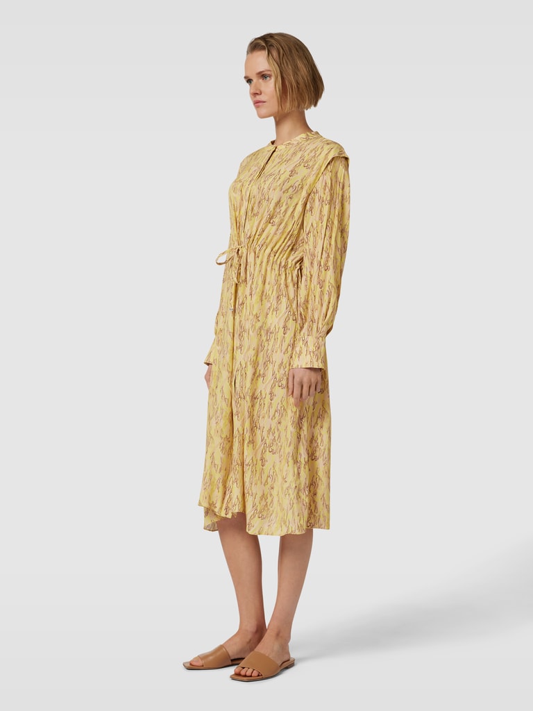 BOSS Midi-jurk met abstracte print, model 'Dalati' in neongeel ...