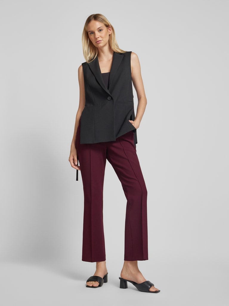 Cambio Stoffen broek met vaste persplooien, model 'FARAH' in prune ...