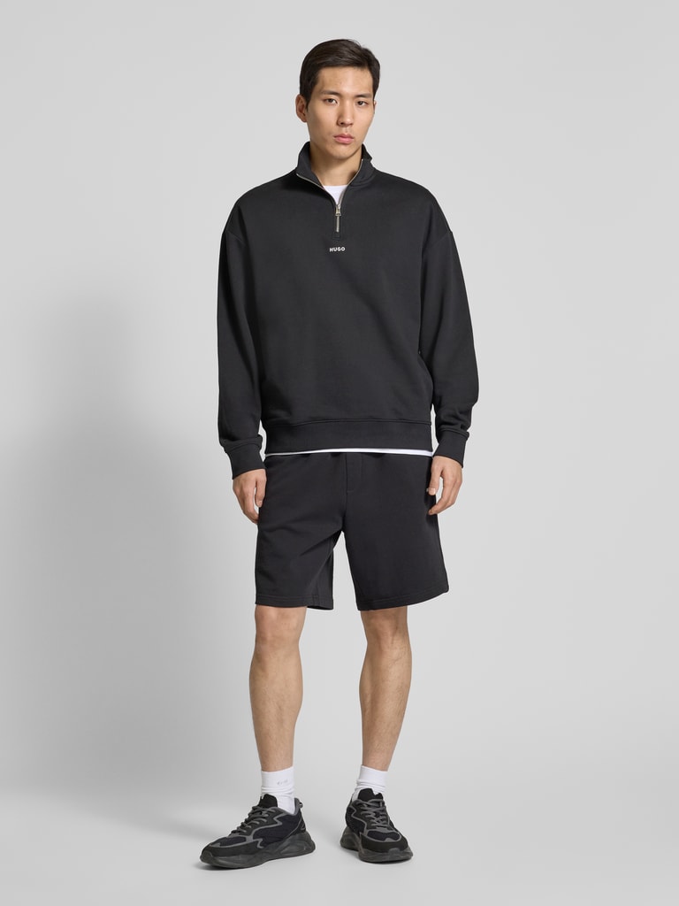 HUGO Sweatshorts met labelprint, model 'Nomario' in zwart online kopen ...