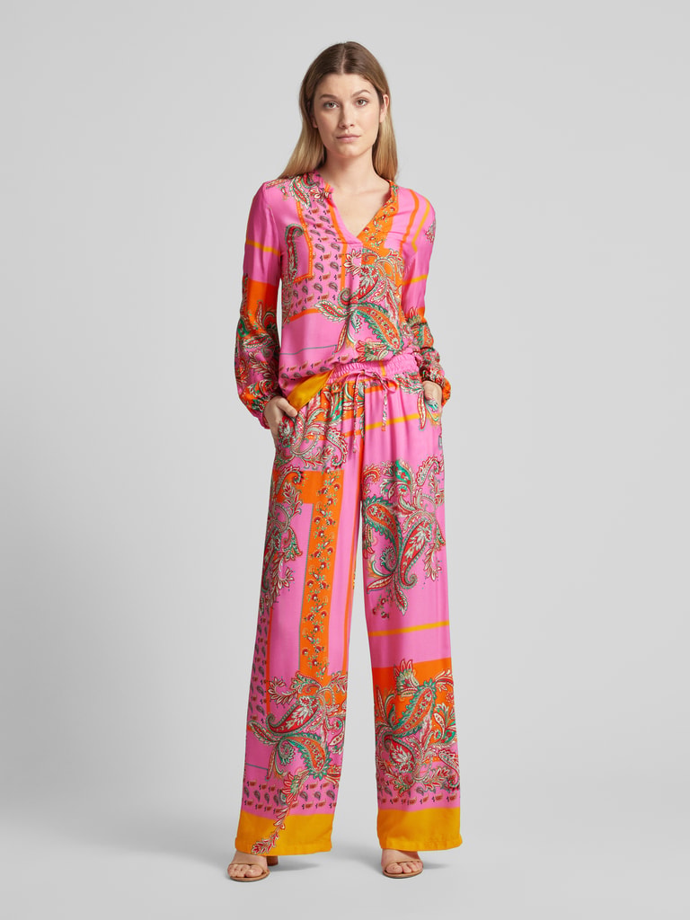 Emily Van den Bergh Regular fit stoffen broek met paisleymotief in ...
