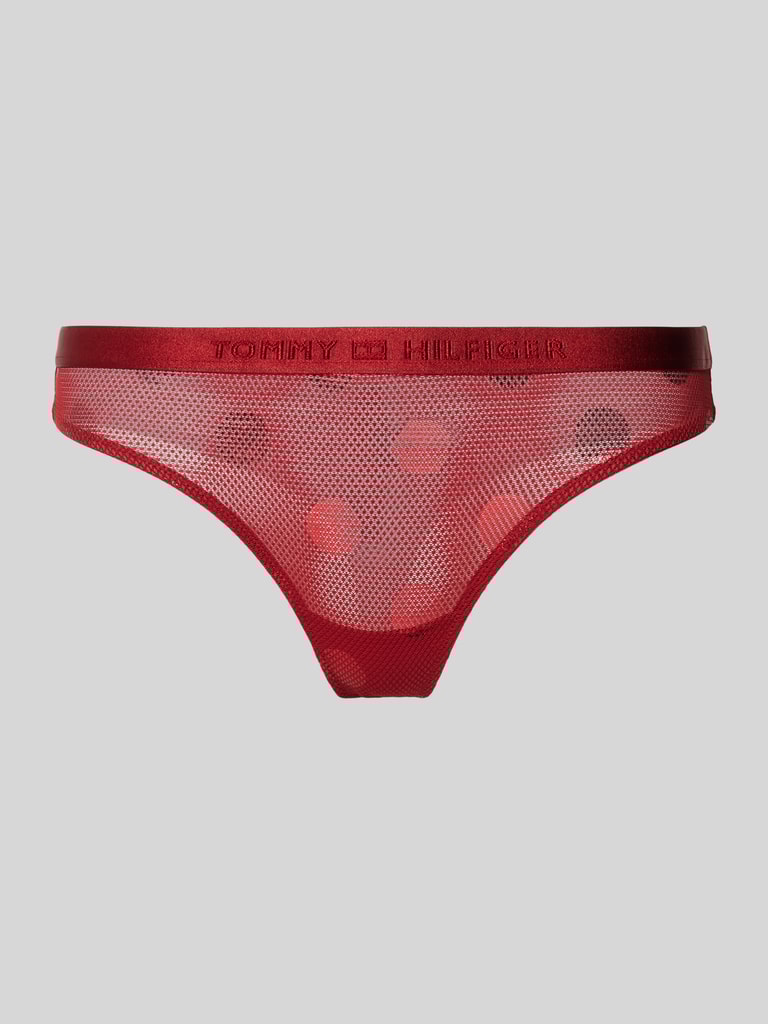 TOMMY HILFIGER String met elastische band met logo in rood online kopen ...