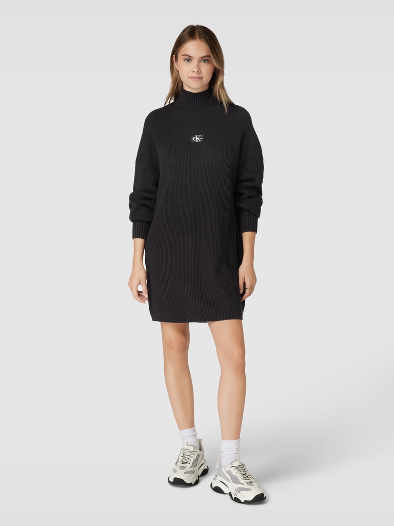 Calvin Klein Jeans Strickkleid mit Stehkragen und Label-Patch (black ...