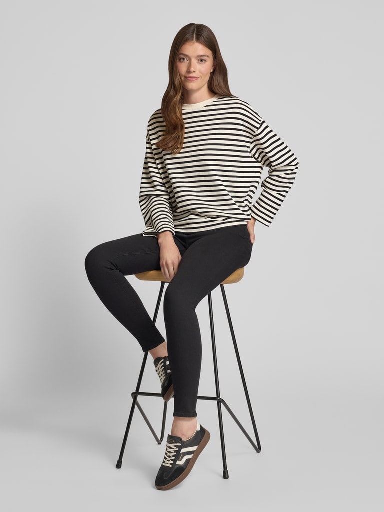 Armedangels Sweatshirt met streepmotief, model 'FRANKAA' in zwart ...