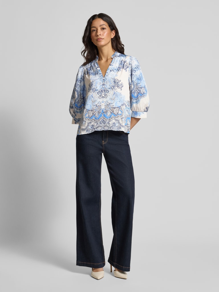 Neo Noir Overhemdblouse met knoopsluiting, model 'Roselle' in blauw ...