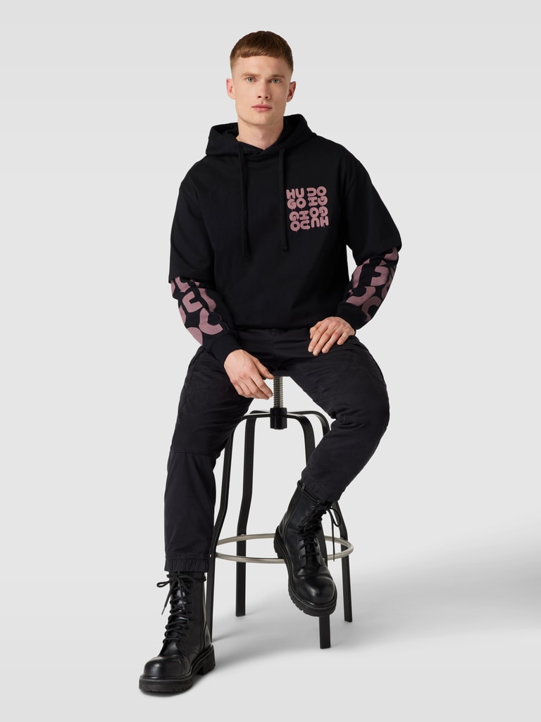 HUGO Hoodie in Layering-Optik Modell 'Devado' (black) online kaufen