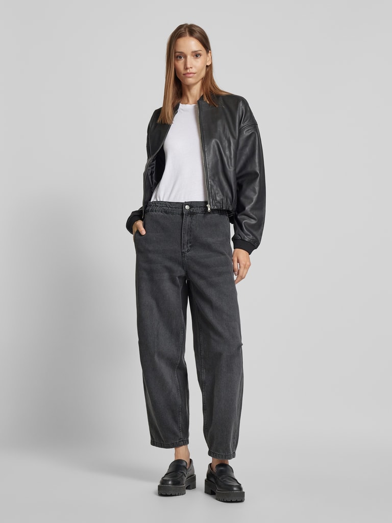 Jake*s Studio Woman Used-Look-Jeans mit weitem Bein (black) online kaufen