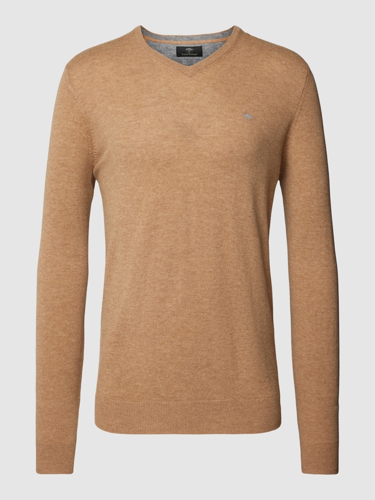Fynch-Hatton Strickpullover mit Logo-Stitching (camel) online kaufen