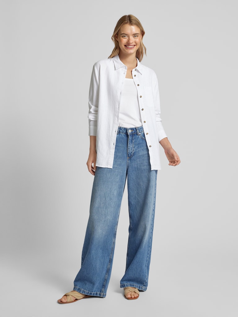 FREE/QUENT Leinenbluse in Denim-Optik Modell 'Lava' (weiss) online kaufen