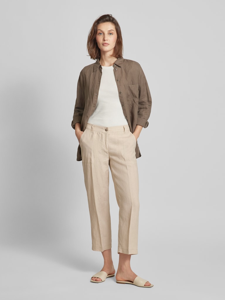 MAC Regular Fit Leinenhose mit verkürztem Schnitt Modell 'Nora' (beige ...