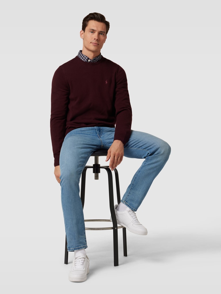 Polo Ralph Lauren Strickpullover aus Wolle mit Logo-Stitching (bordeaux ...