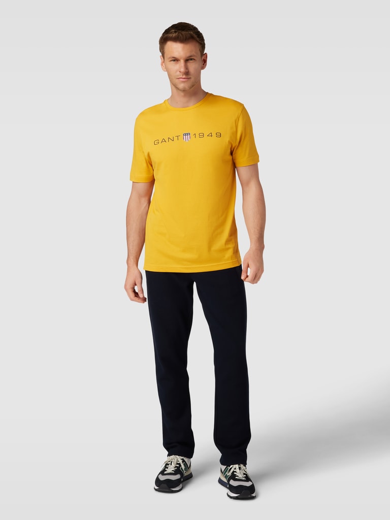 Kup online Gant T-shirt z nadrukiem z logo (żółty)