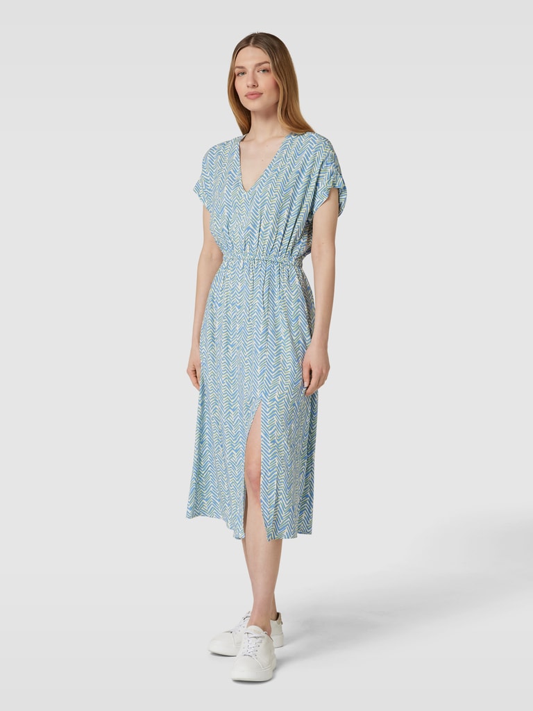 Jake*s Casual Knielanges Kleid aus Viskose mit Allover-Muster (bleu ...