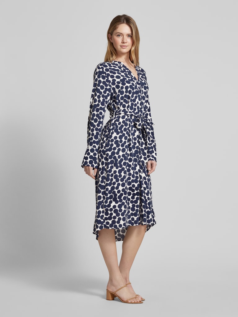 Seidensticker Midi-jurk met strikceintuur in marineblauw online kopen | P&C