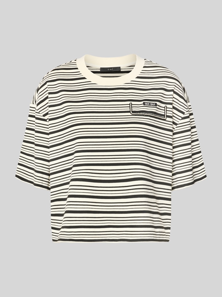 Oui Boxy Fit T-Shirt mit Label-Stitching und Tunnelzug (black) online ...
