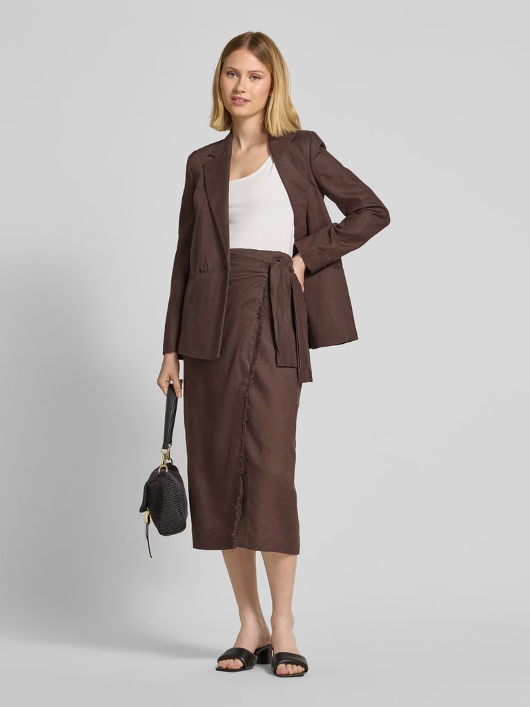 Mango Regular Fit Midirock aus reinem Leinen (dunkelbraun) online kaufen