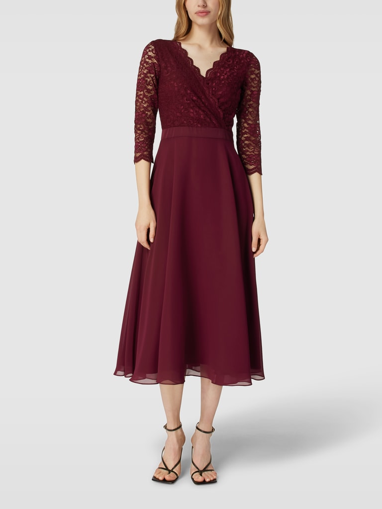 Swing Cocktailkleid mit Spitzenbesatz (bordeaux) online kaufen