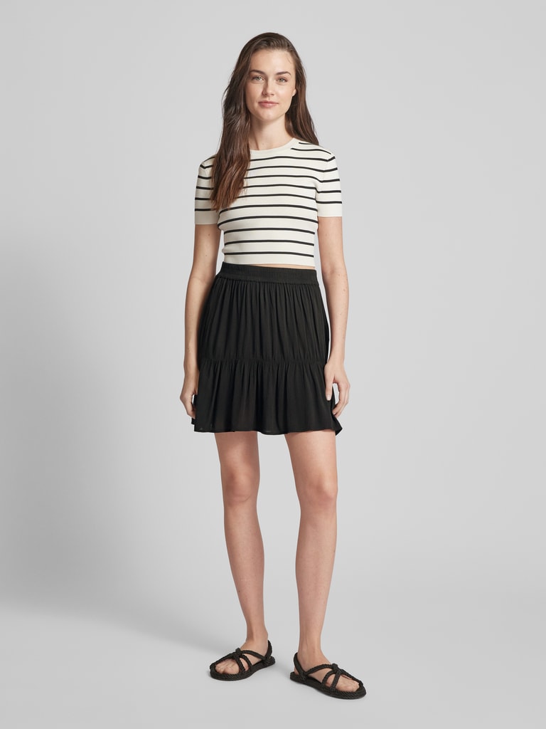 ICHI Knielanger Rock im Stufen-Look Modell 'Marrakech' (black) online kaufen