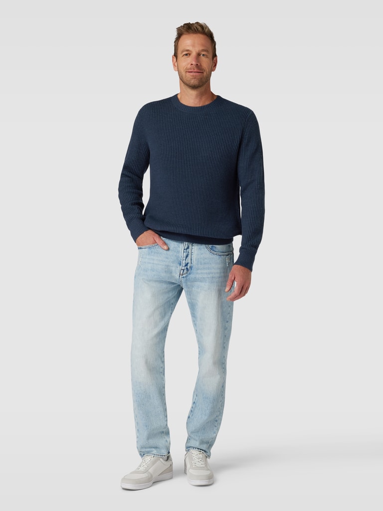 Marc O'Polo Gebreide pullover met ronde hals in donkerblauw online ...