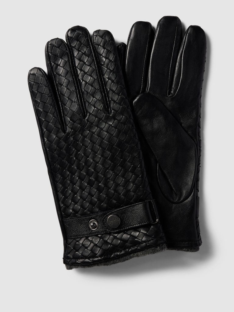 Pearlwood Handschuhe aus Schafsleder mit Flecht-Optik (black) online kaufen