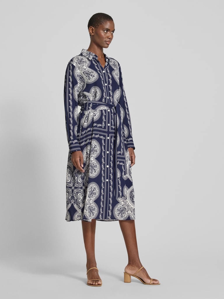 Seidensticker Midi-jurk met strikceintuur in marineblauw online kopen | P&C