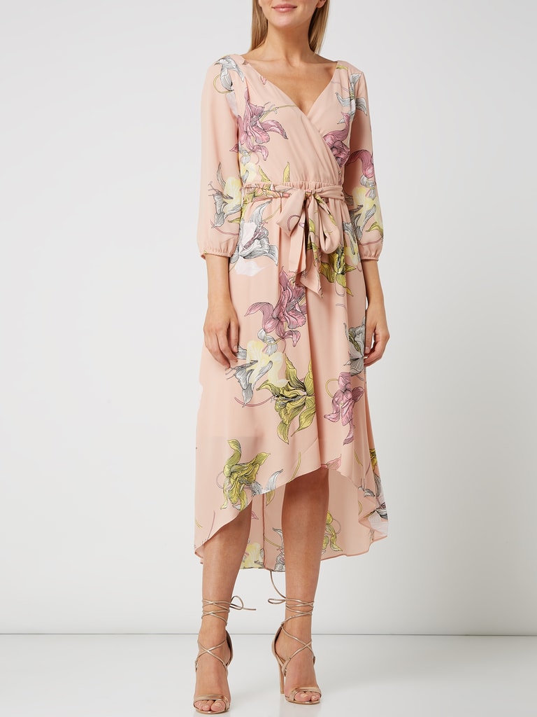 s.Oliver BLACK LABEL Maxikleid aus Krepp mit Taillengürtel (rosa ...