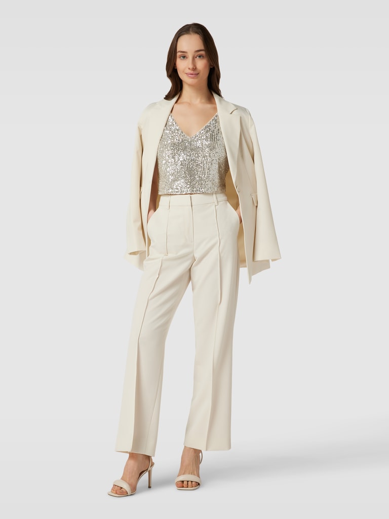 Jake*s Cocktail Crop Top mit Paillettenbesatz (silber) online kaufen