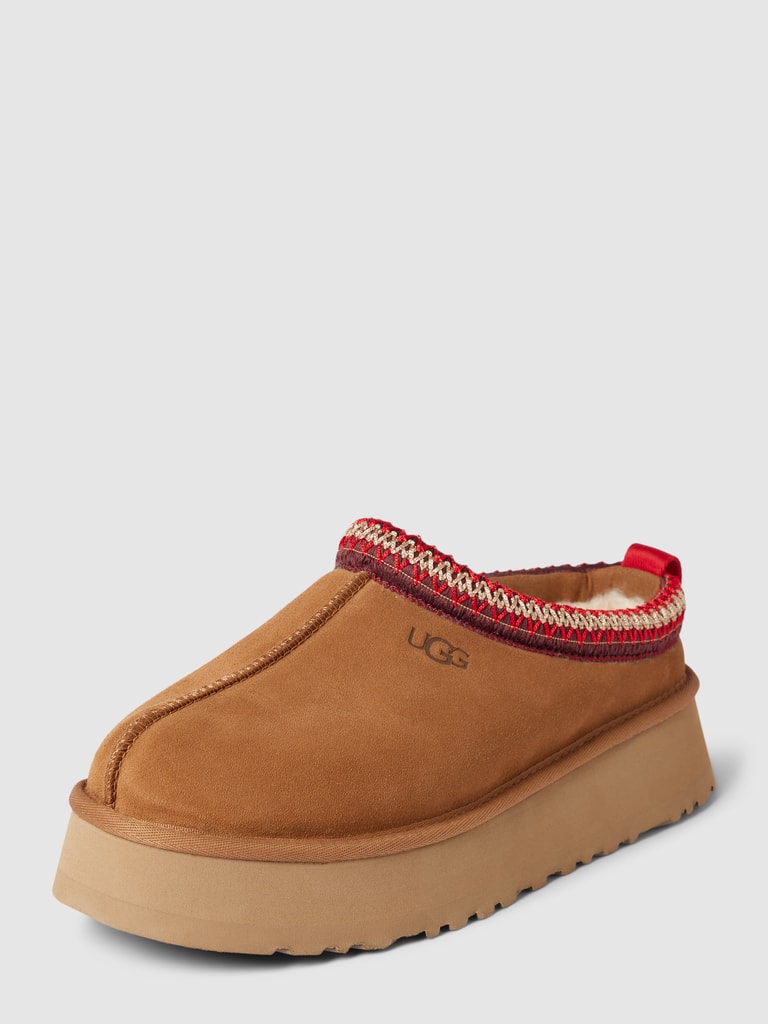 UGG Slippers met plateauzool en motiefstitching, model 'TAZZ' in camel ...