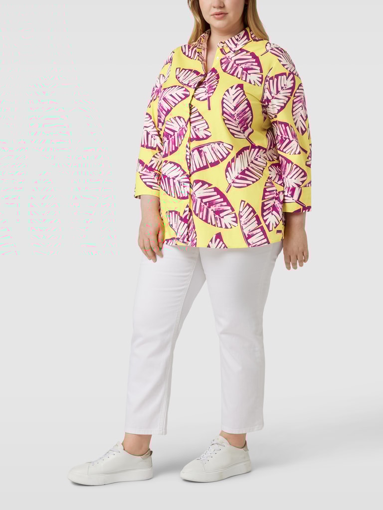 Marina Rinaldi PLUS SIZE overhemdblouse met all-over motief, model ...