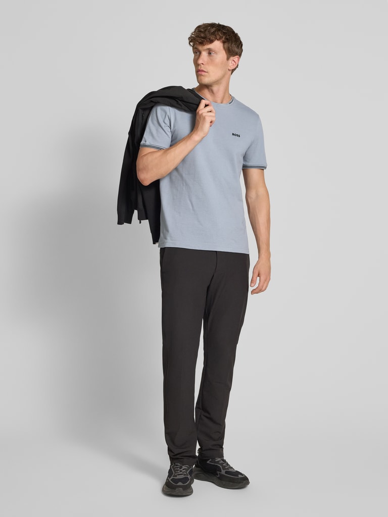 BOSS Green Regular fit T-shirt van katoenmix, model 'TAUL' in rookblauw ...