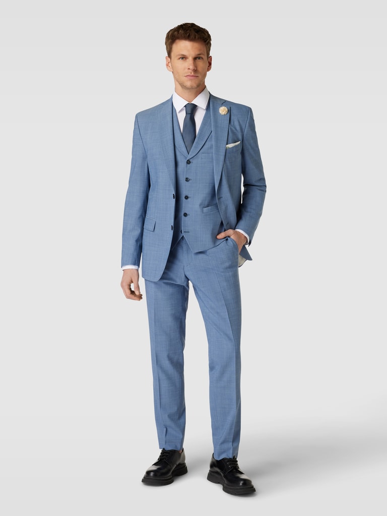 Carl Gross Regular fit bandplooibroek met wol, model 'Sendrik' in blauw ...