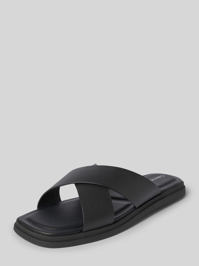 CK Calvin Klein Slippers van echt leer, model 'CRISS CROSS' in zwart ...