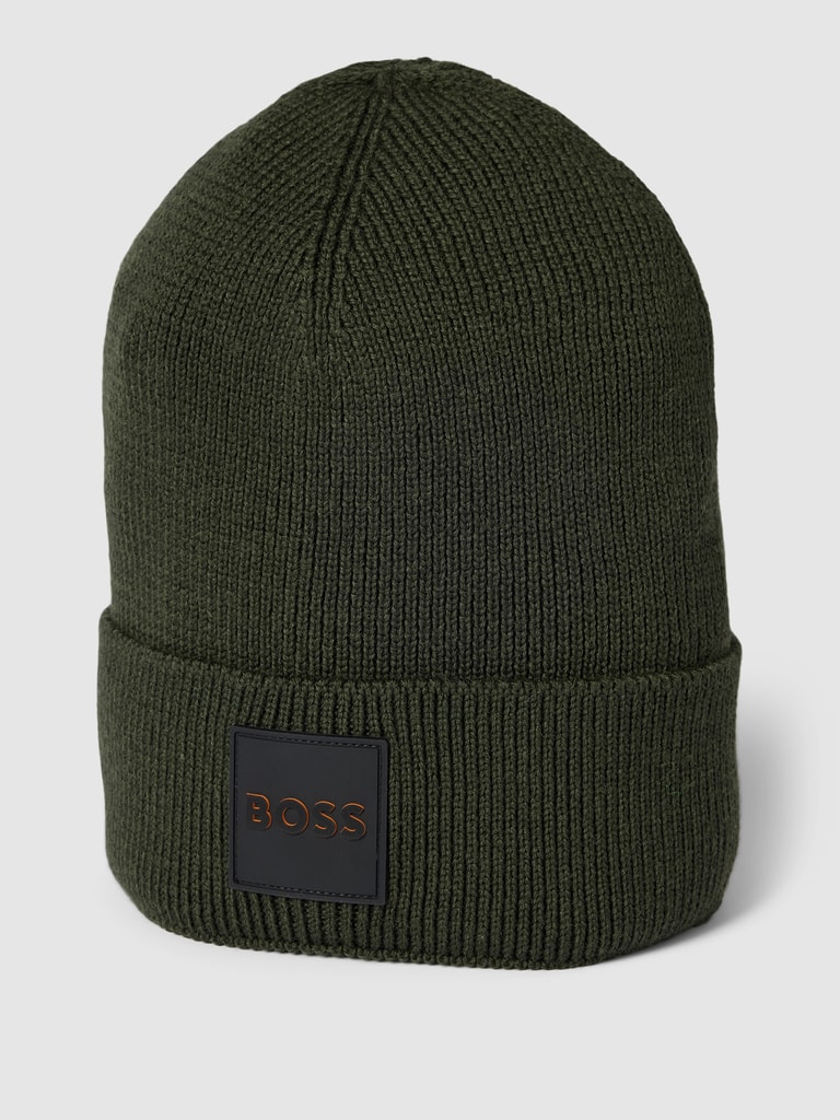 BOSS Beanie mit Label-Detail Modell 'Foxxy' (oliv) online kaufen
