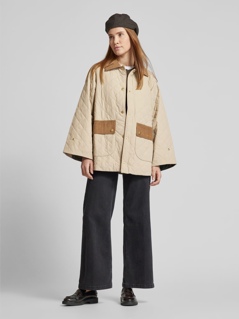 Barbour Jack met doorgestikte naden, model 'CORINNE' in zand online ...