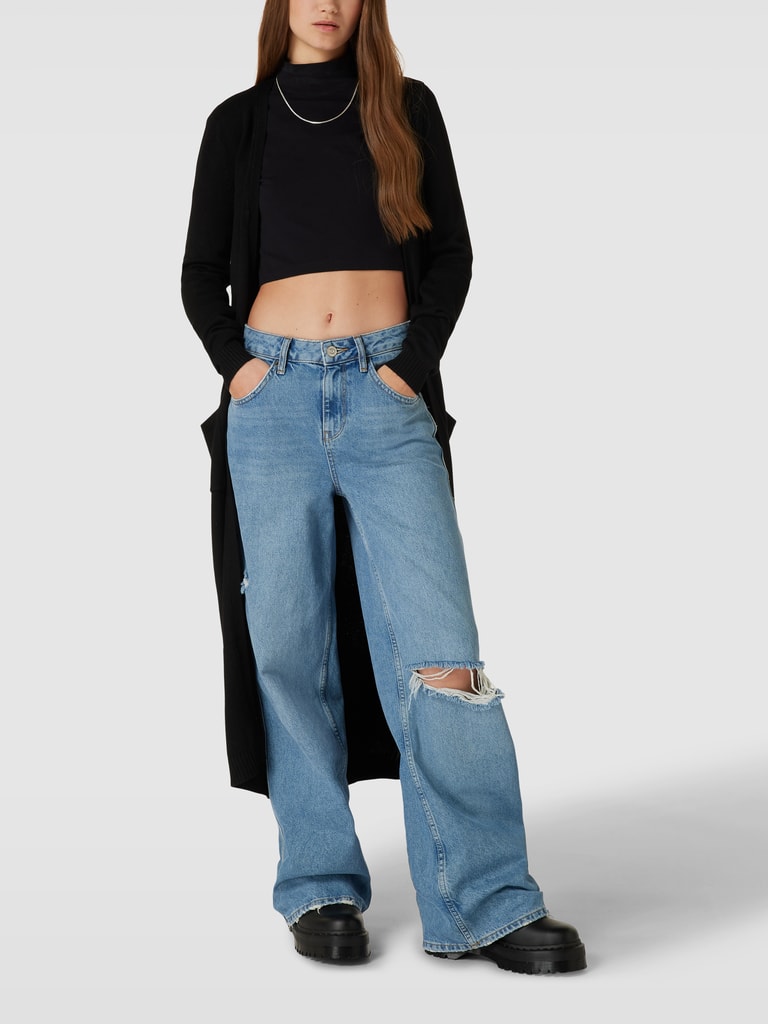 Only Lange cardigan met opgestikte steekzakken, model 'LESLY' in zwart ...